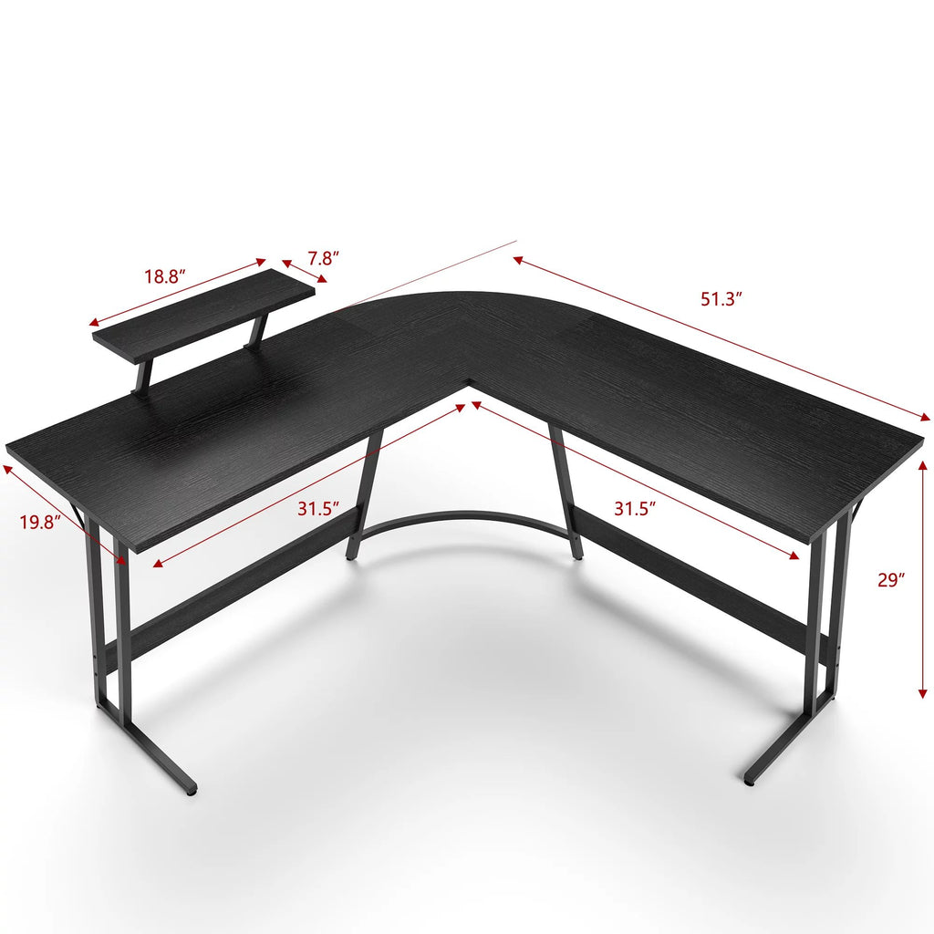 Homall L-Shaped Gaming Desk 51 Inches Corner Office Gaming Desk with R ...