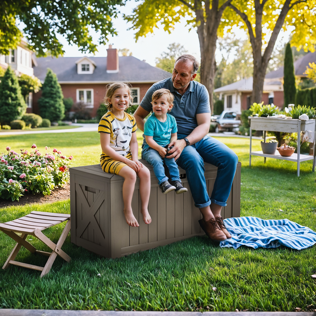 Homall 120 Gallon Outdoor Patio Box Deck Plastic Resin Storage Box Bac ...