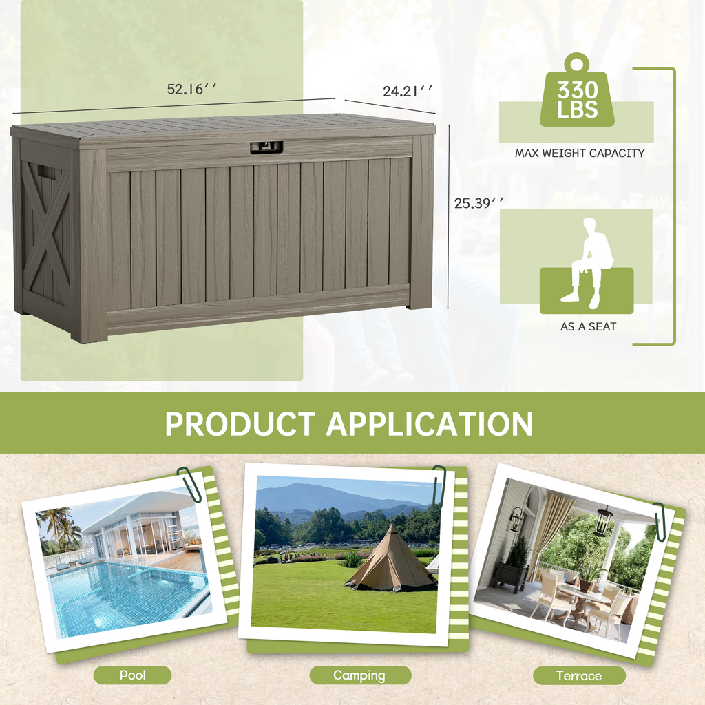Homall 120 Gallon Outdoor Patio Box Deck Plastic Resin Storage Box Bac ...