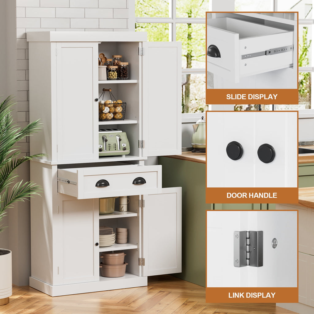 Homall 72 "H Kitchen Storage Cabinet, Multi-Shelf Storage Cabinet with ...