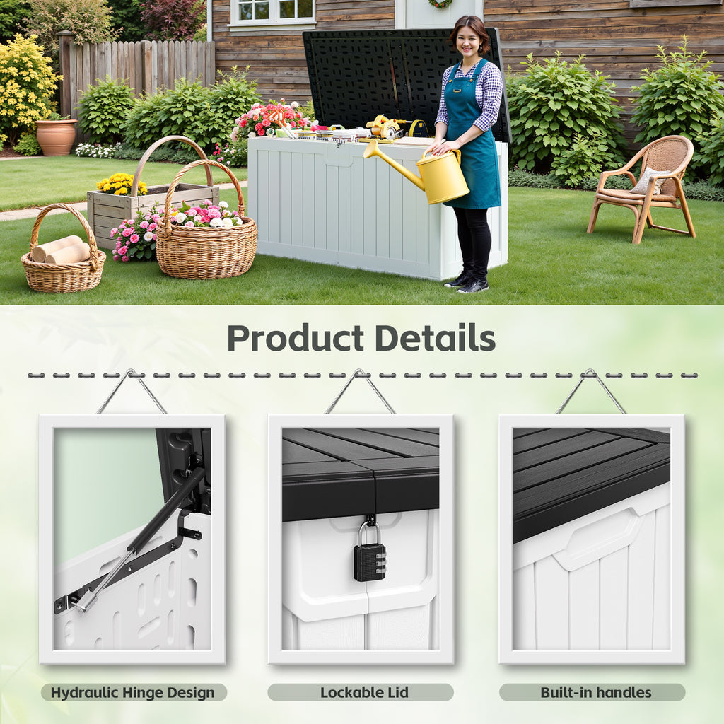 Homall 230 Gallon Outdoor Resin Deck Box ,Lockable, with Side Handles ...