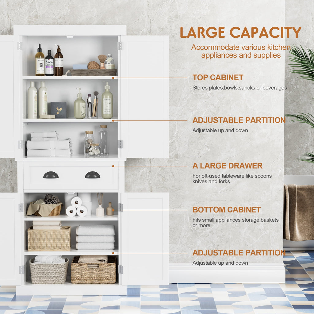 Homall 72 "H Kitchen Storage Cabinet, Multi-Shelf Storage Cabinet with ...
