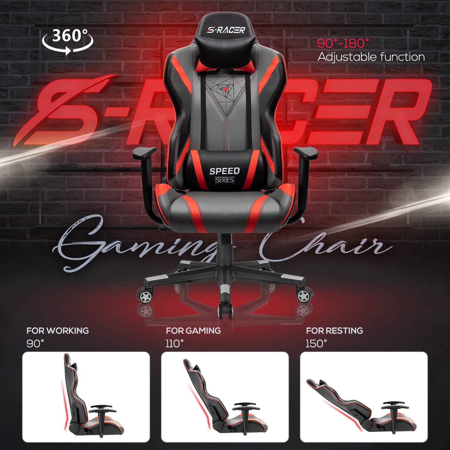 Homall Gaming Chair High Back PU Leather Racing Chair Sracer Computer ...