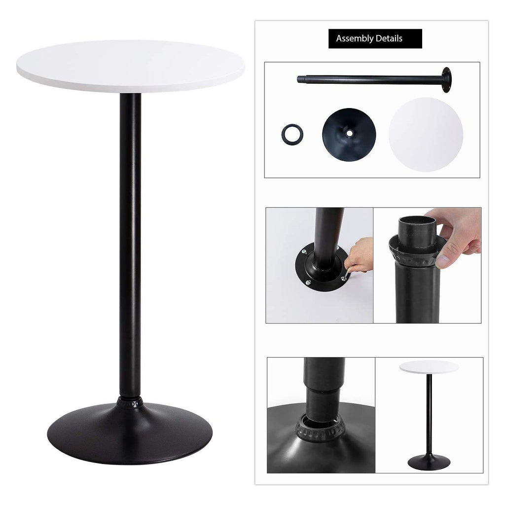 Homall Bistro Pub Table Round Bar Height Cocktail Table Metal Base MDF ...
