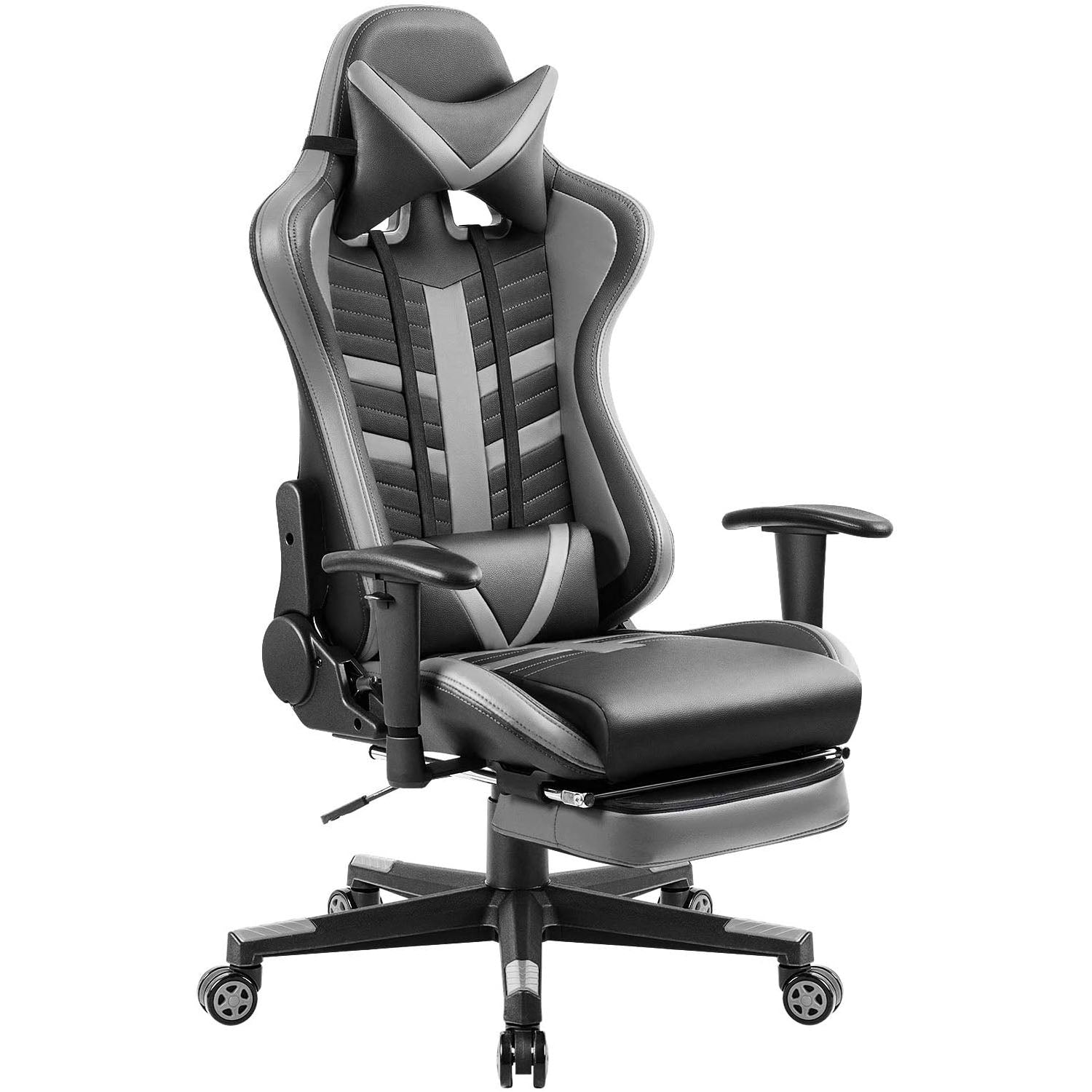Homall Gaming Chair With Footrest, Ergonomic High-Back Leather Racing