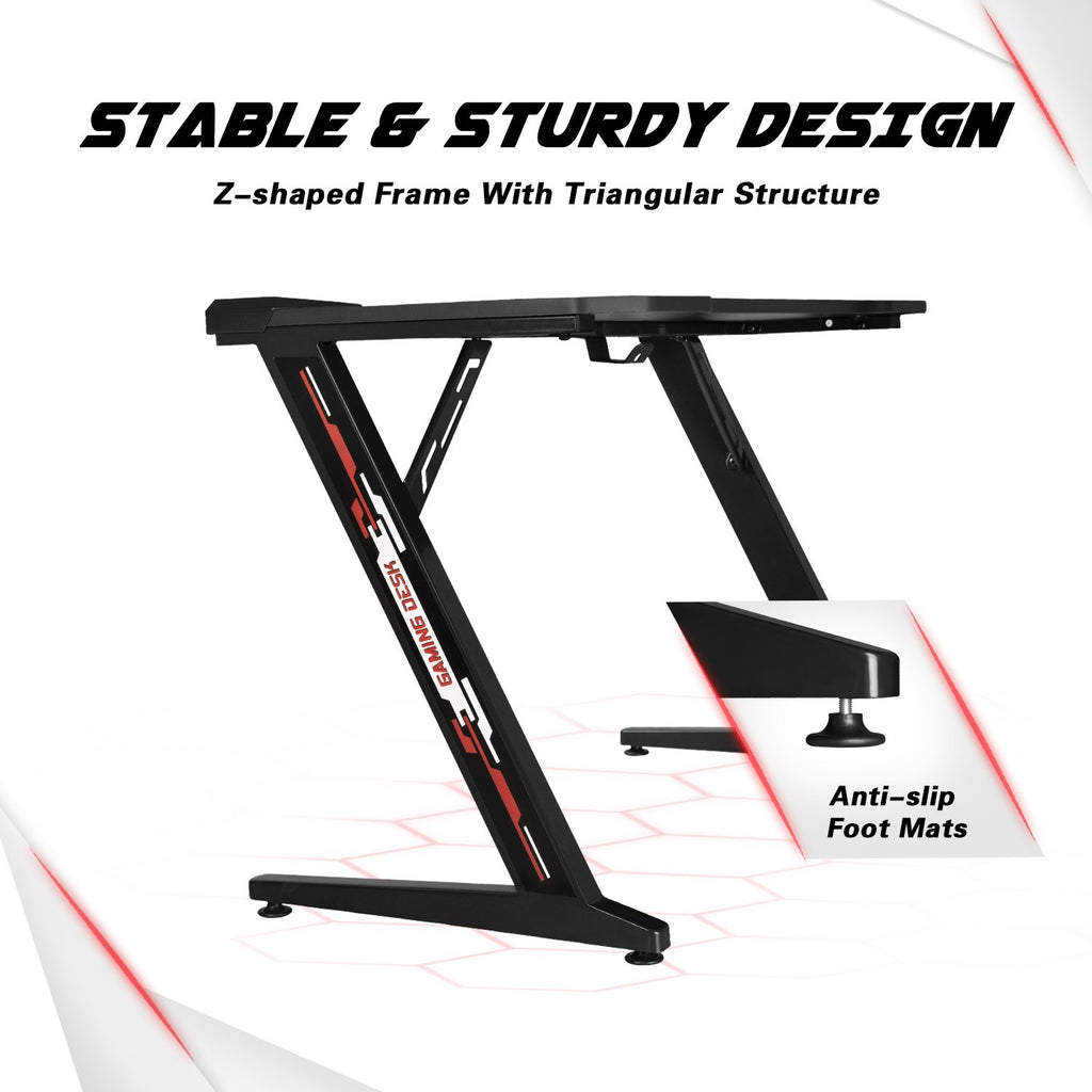 Homall Gaming Desk 44” Gaming Table Z Shape Gamer WorkStation ...